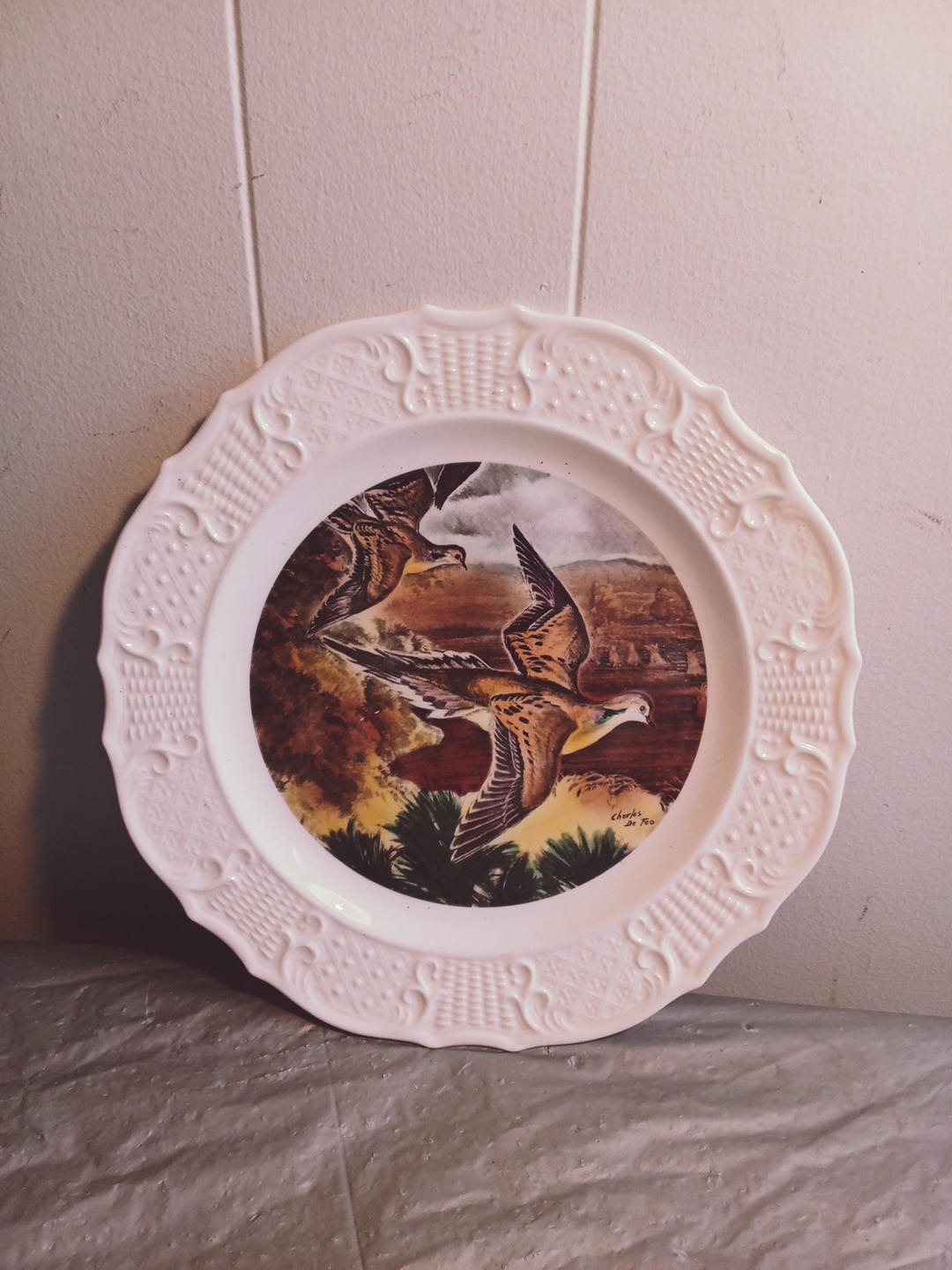 Mourning Doves Plate by Charles De Feo, House of Seagram Hand Colored ...