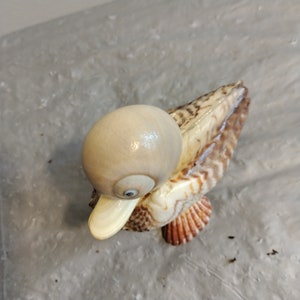 2 Seashell Duck Figurines, Ducks Made From Seashells, Beach Nautical ...
