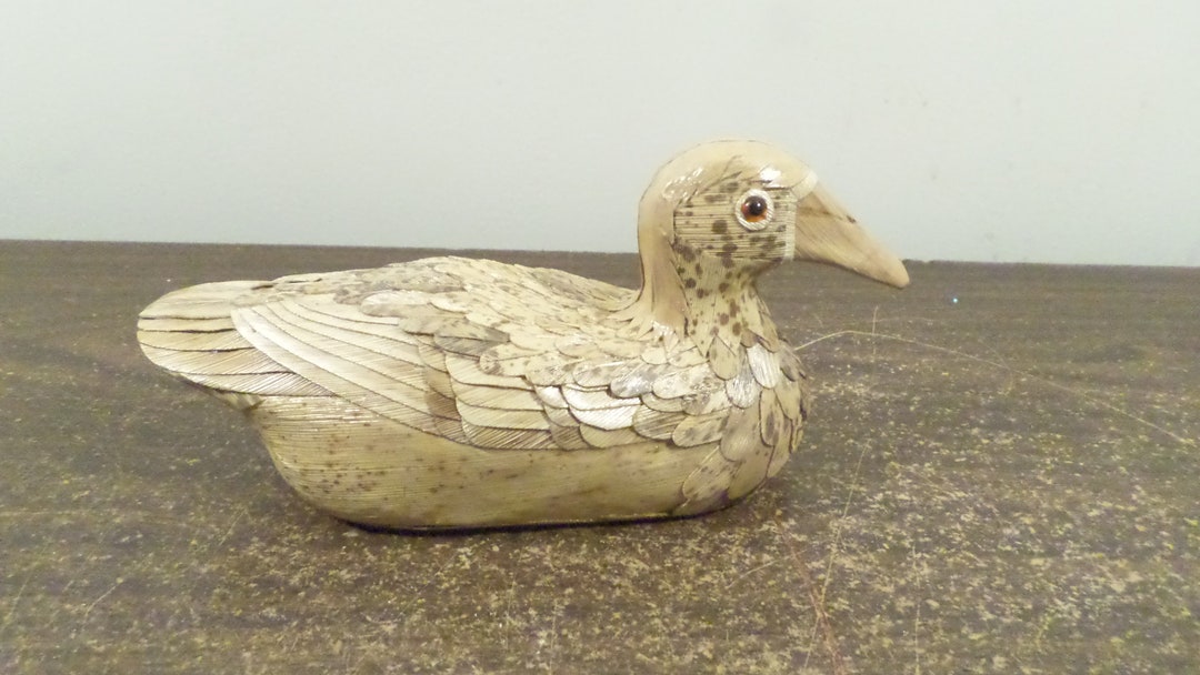 Vintage Natural Fiber Duck Figurine - Etsy