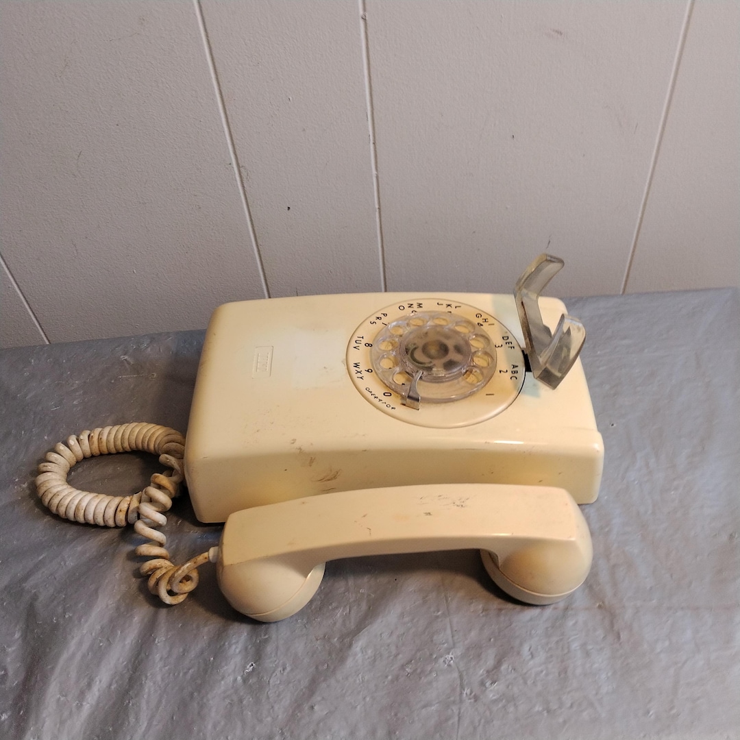 Vintage ITT Beige Rotary Dial Wall Phone Landline, Read Description - Etsy