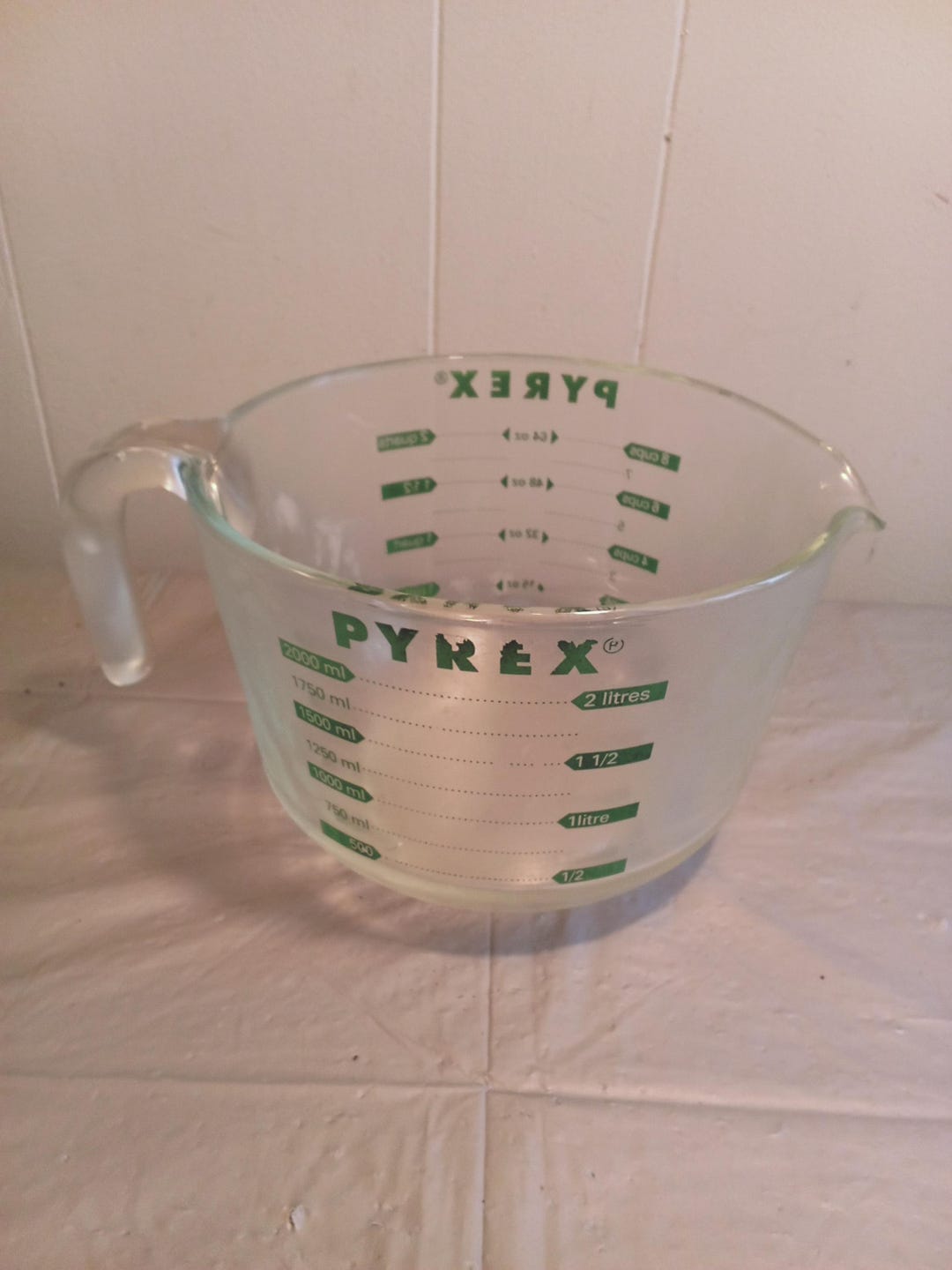 Pyrex 8 Cup Measuring Cup With Green Writing - Etsy