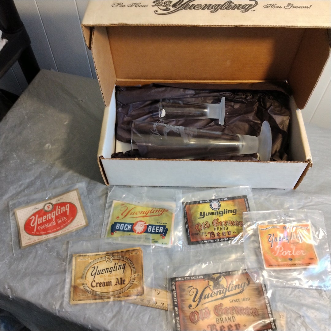 Vintage 1990s Yuengling Pilsner Glasses & Vintage Yuengling Beer Labels ...