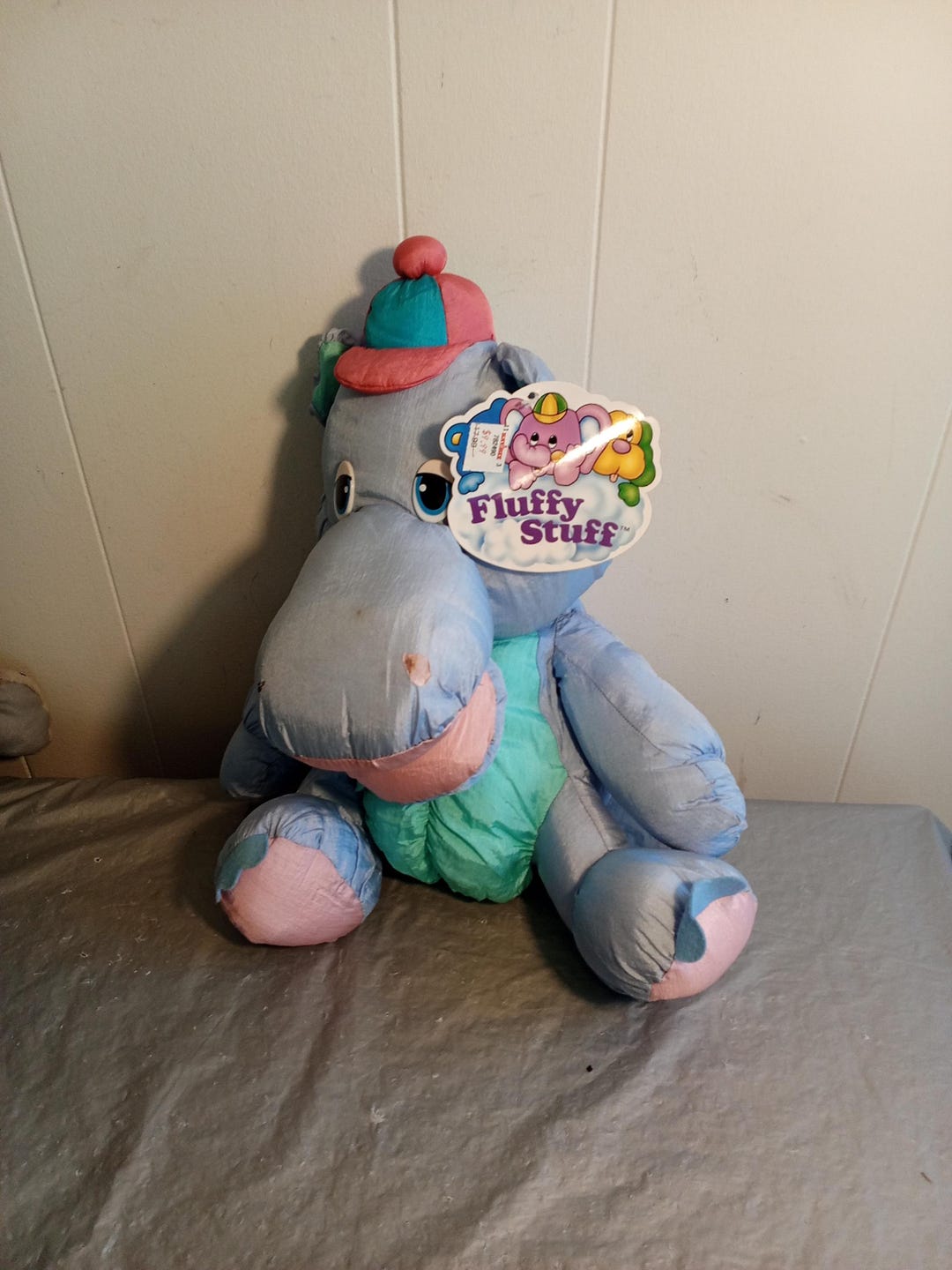 14" Nylon Fluffy Stuff Plush Sitting Hippo, Hippopotamus, Read ...