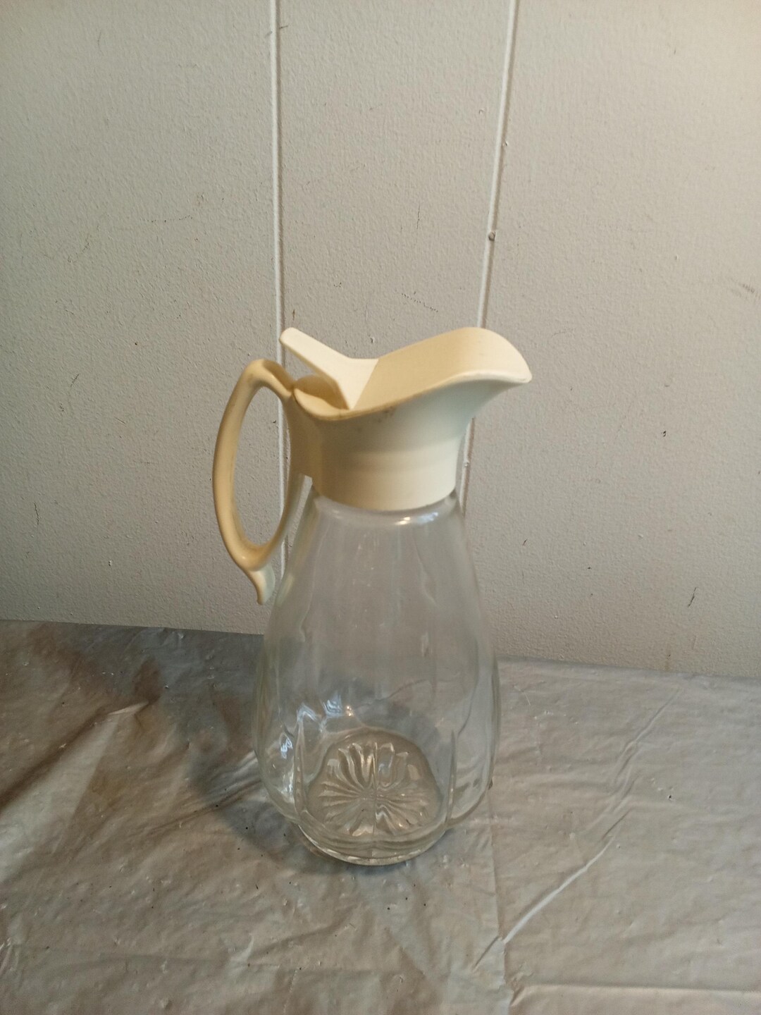 Vintage Glass Syrup Pitcher, Creamer, Log Cabin Maple Syrup Pitcher - Etsy