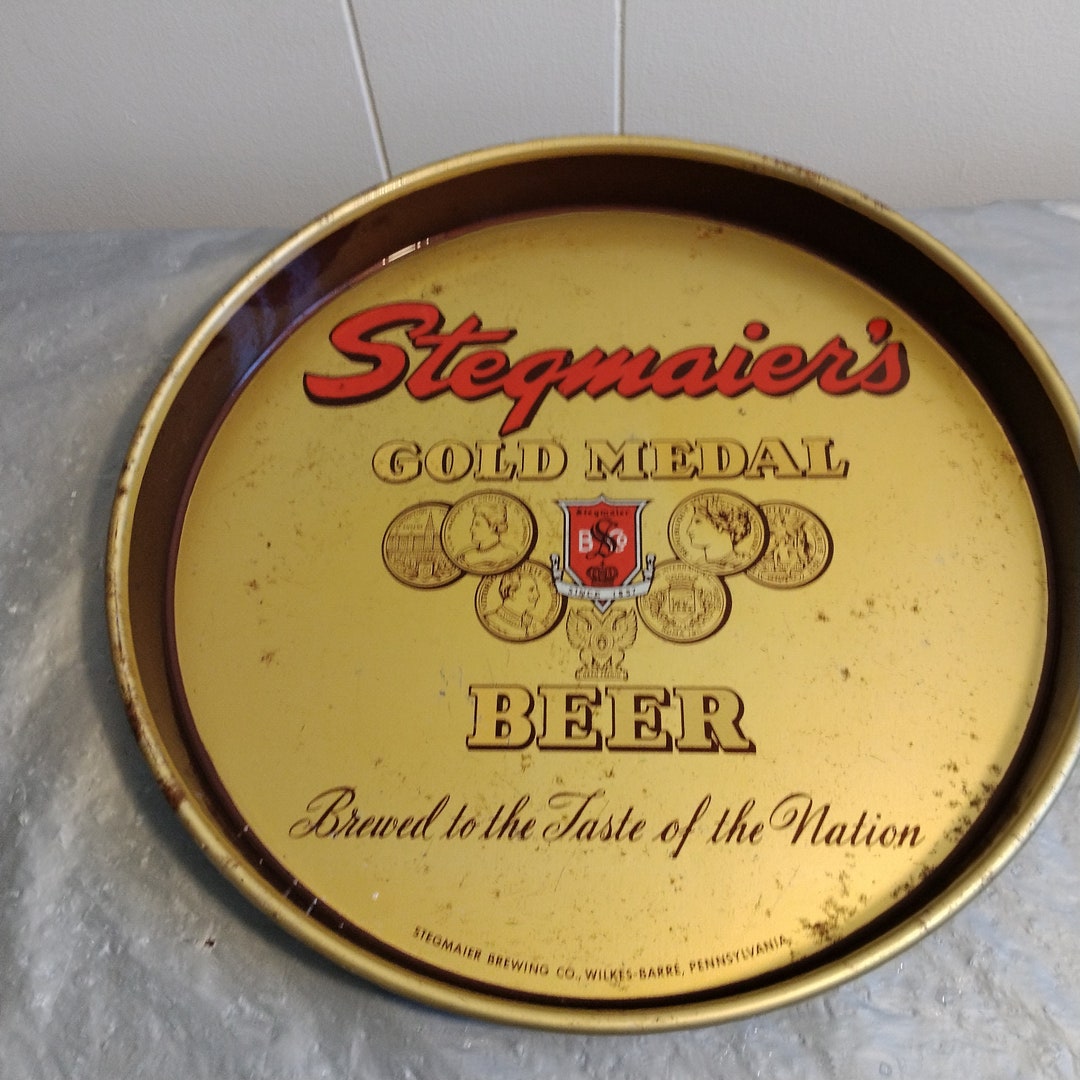 Vintage Beer Tray, Stegmaier Brewing Co Gold Metal Beer Tray - Etsy