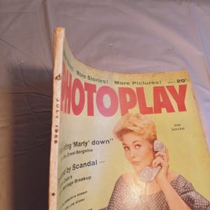 July 1956 Photoplay Magazine, Kim Novack Cover, Tab Hunter, Jean ...