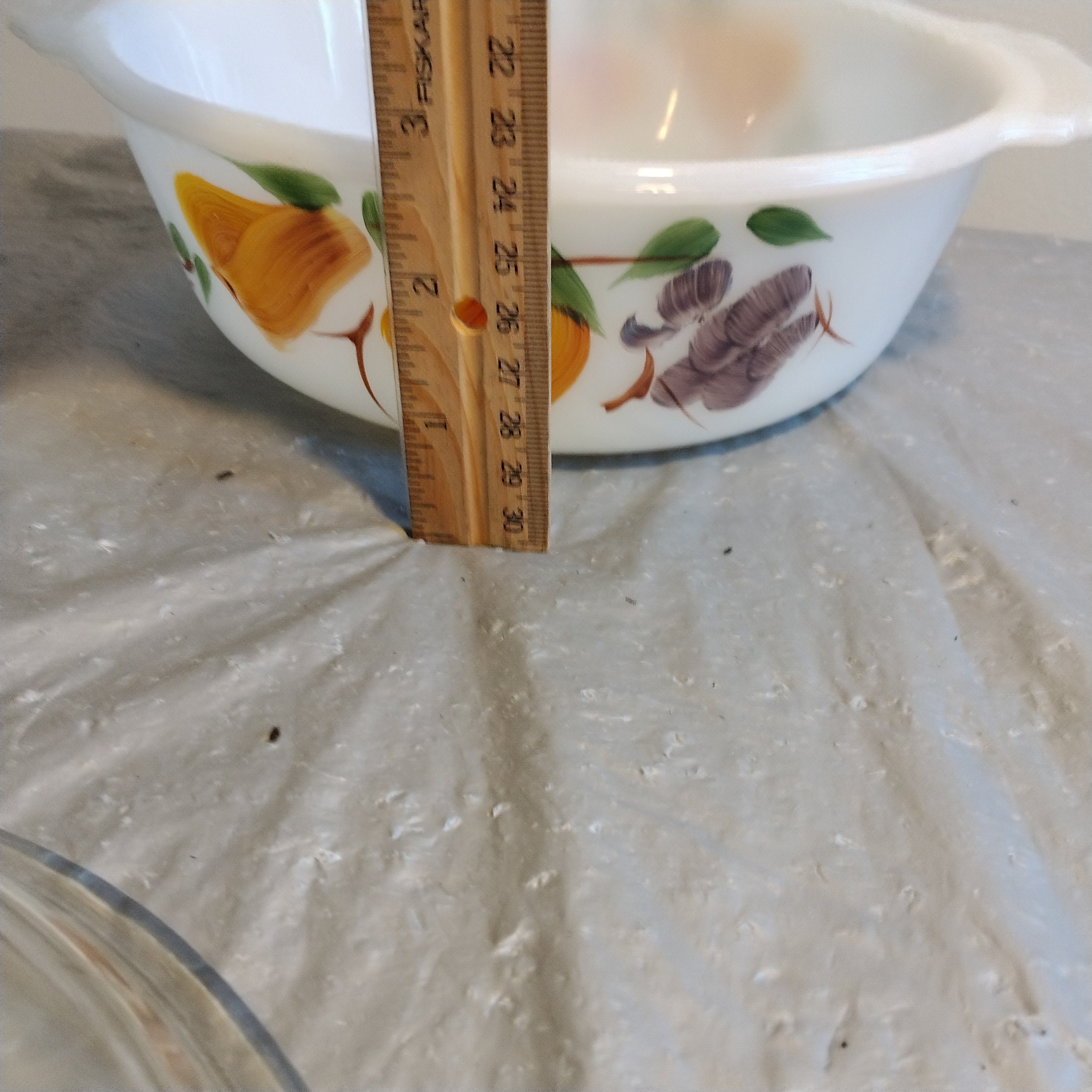 Vintage Fire King White Milk Glass Casserole With Lid Hand Painted ...