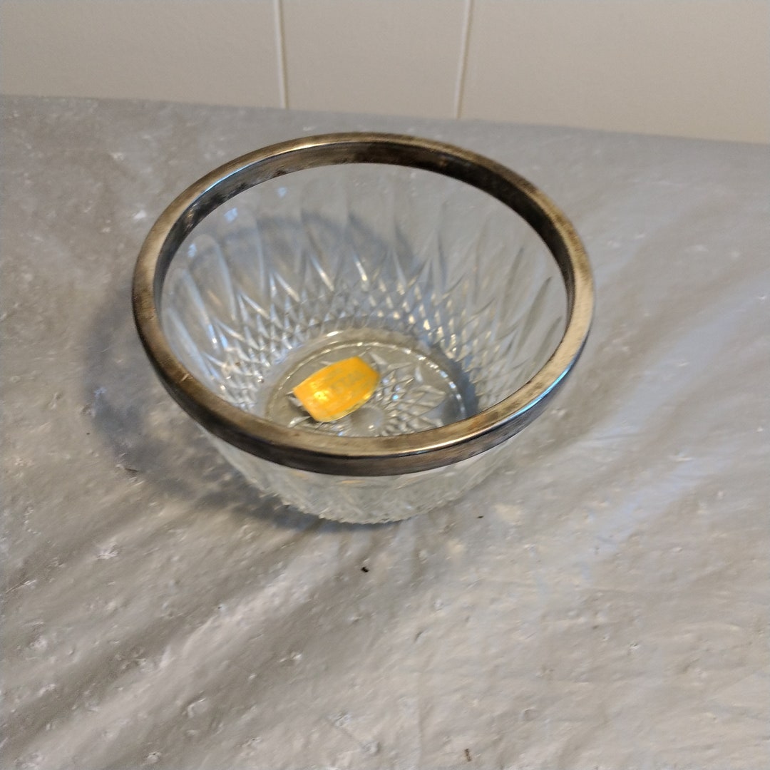 Vintage Reims France Crystal Glass Bowl Silver Plate Rim - Etsy