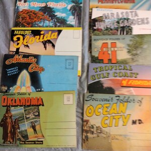 16 Vintage Fold Out Postcards, Atlantic City Florida PA OK TN & More - Etsy