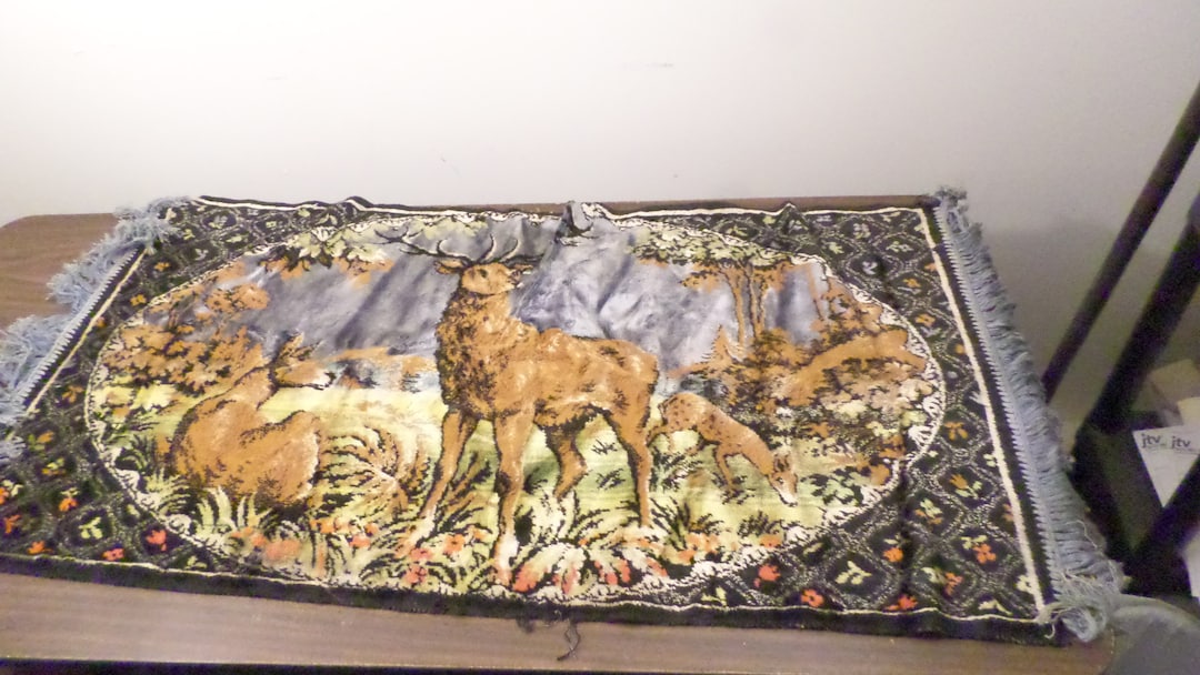 Vintage Deer Buck Tapestry, Cabin Decor, Area Rug - Etsy