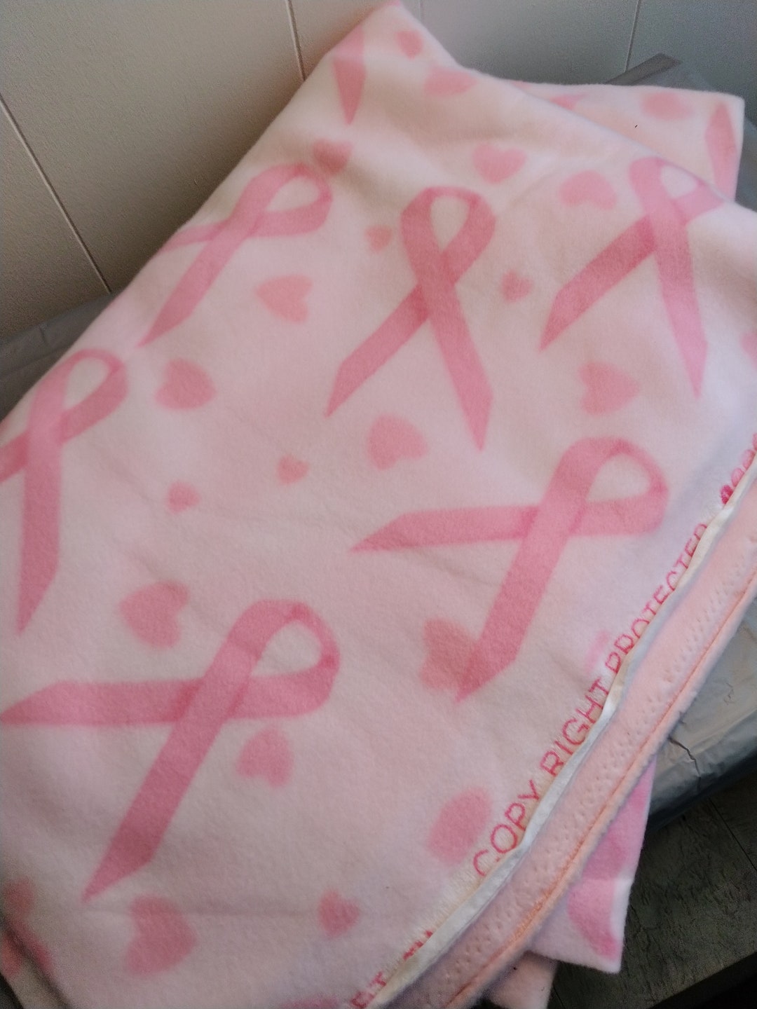 NOS Pink Fabric, Cancer Ribbon Fabric, Fleece Fabric - Etsy