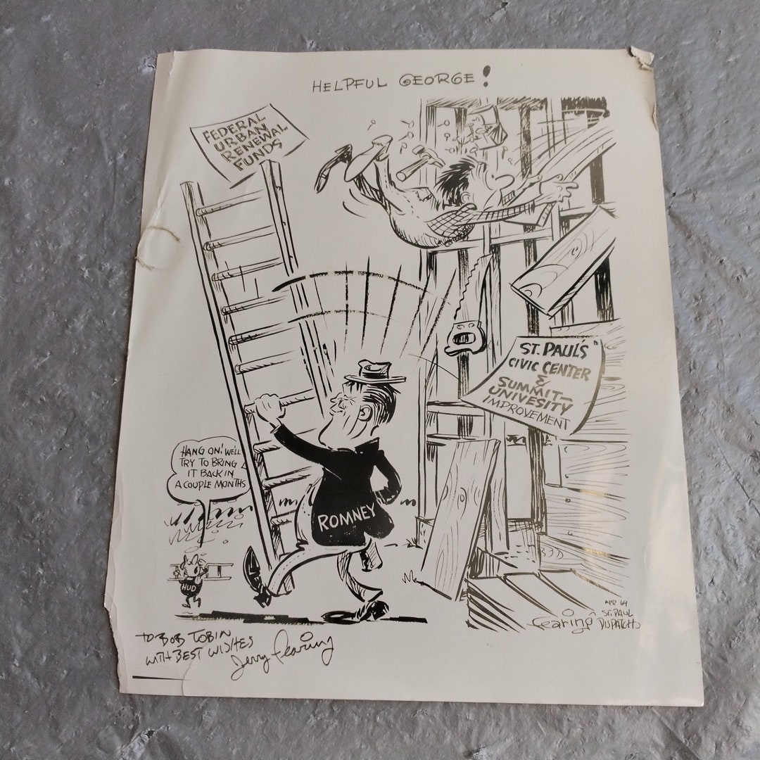 Vintage Jerome Fearing Cartoon Drawing Print Helpful George! Romney - Etsy