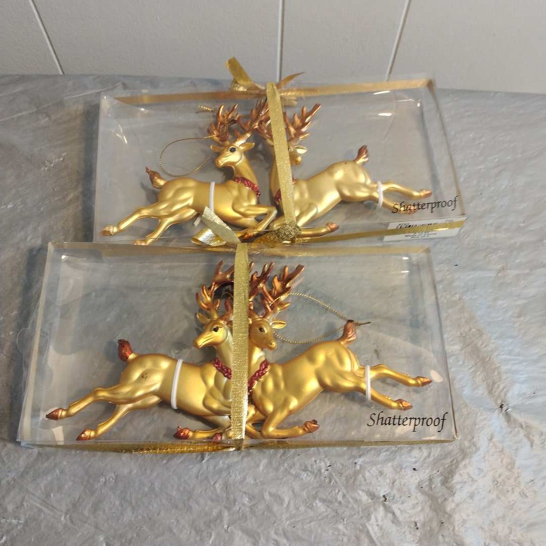 2 Double Reindeer Christmas Ornaments - Etsy