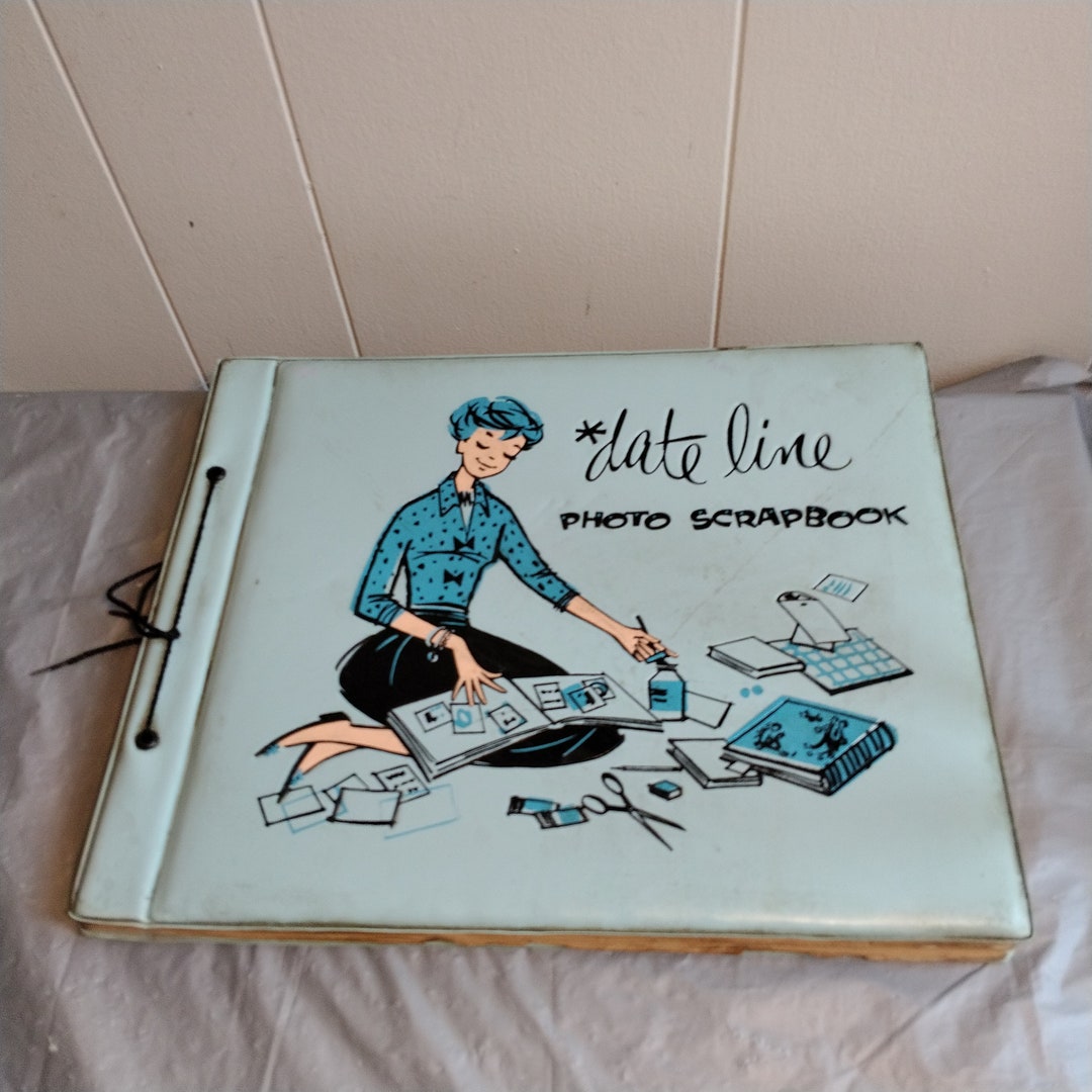 1950s-1960s Vintage Vinyl Date Line Photo Scrapbook With Family Photos ...