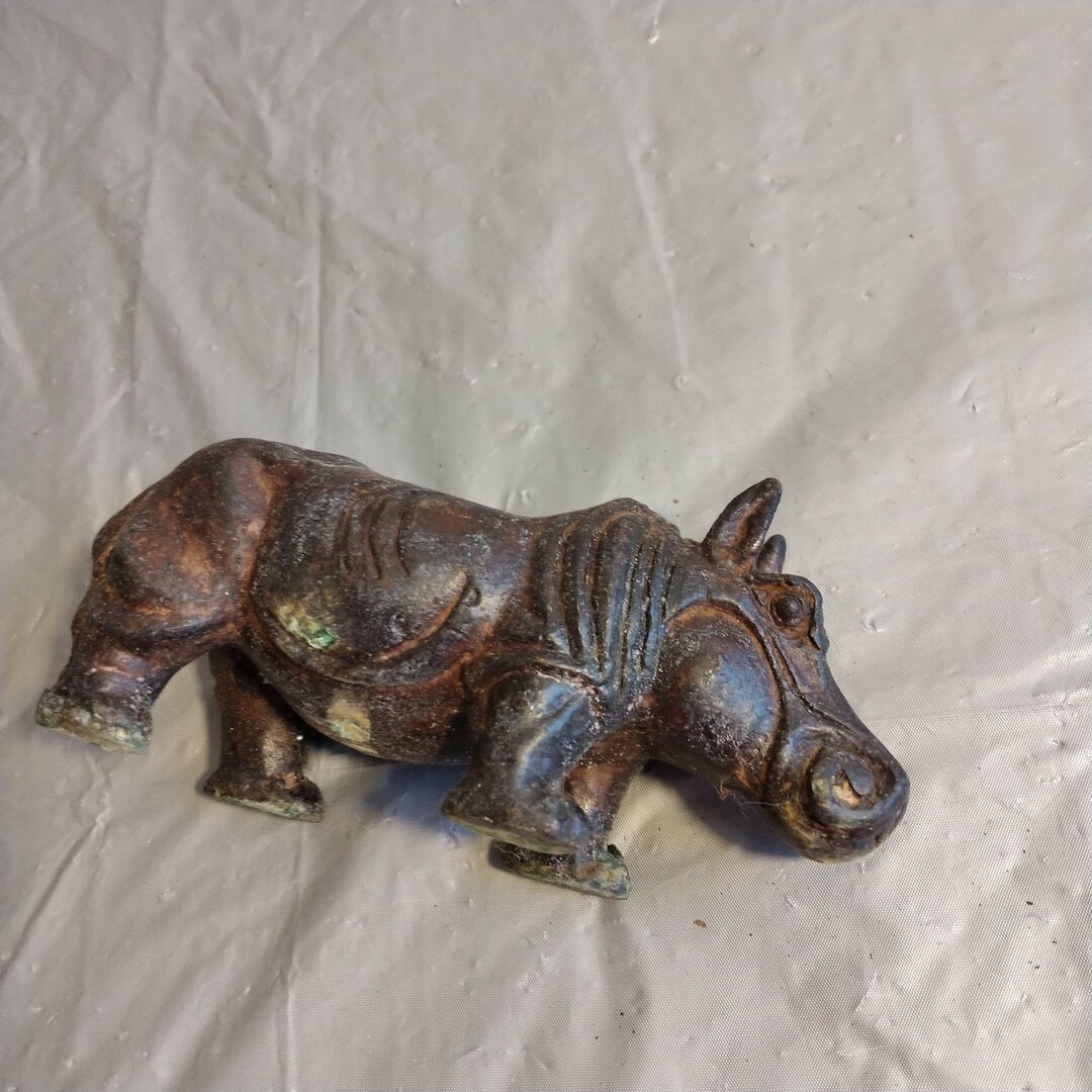 Vintage Cast Metal Hippo Statue, Hippopotamus - Etsy