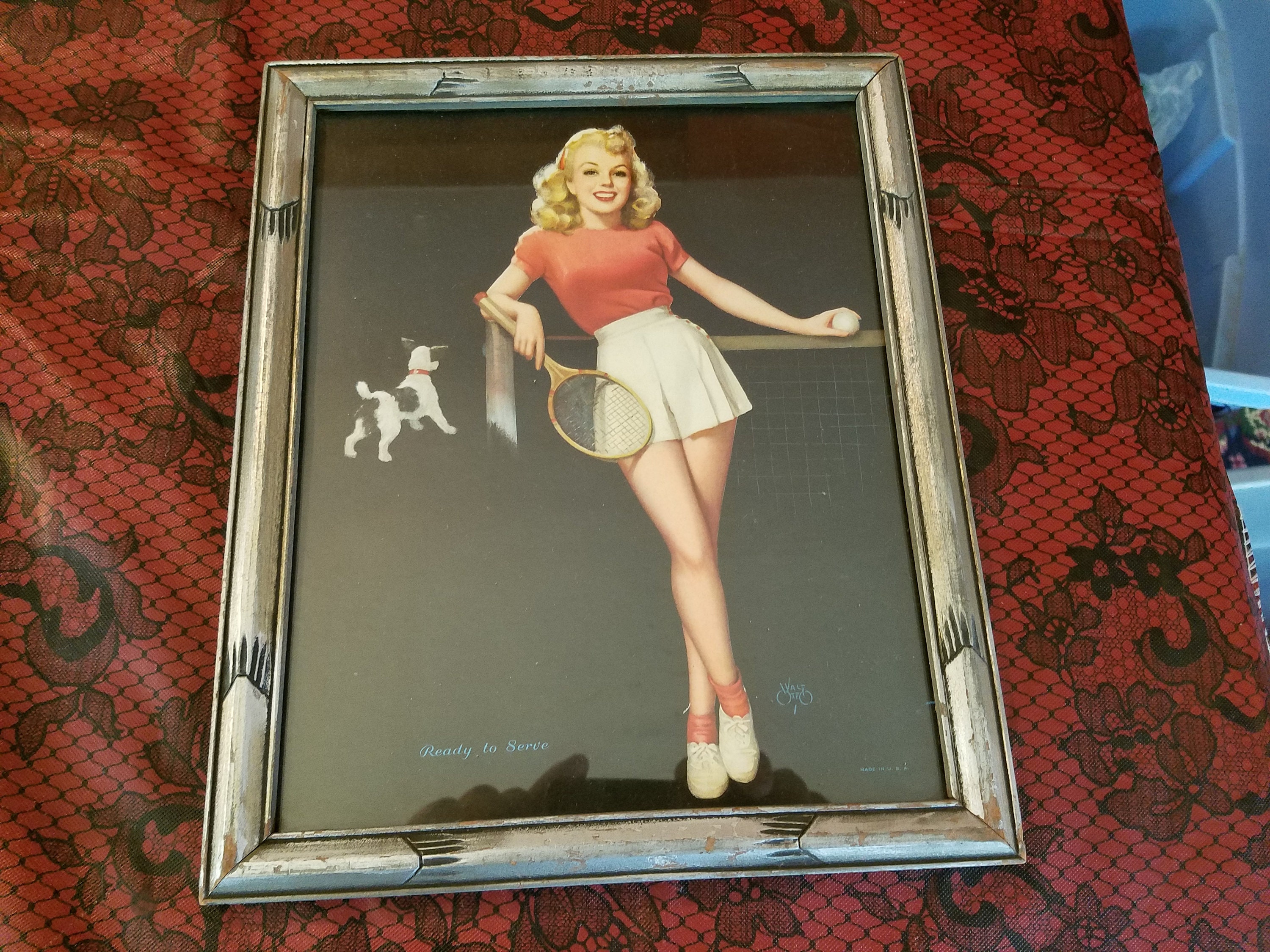 Collie By Walt Otto Pin Up Farm Girl With Puppies Kunst Av4290818
