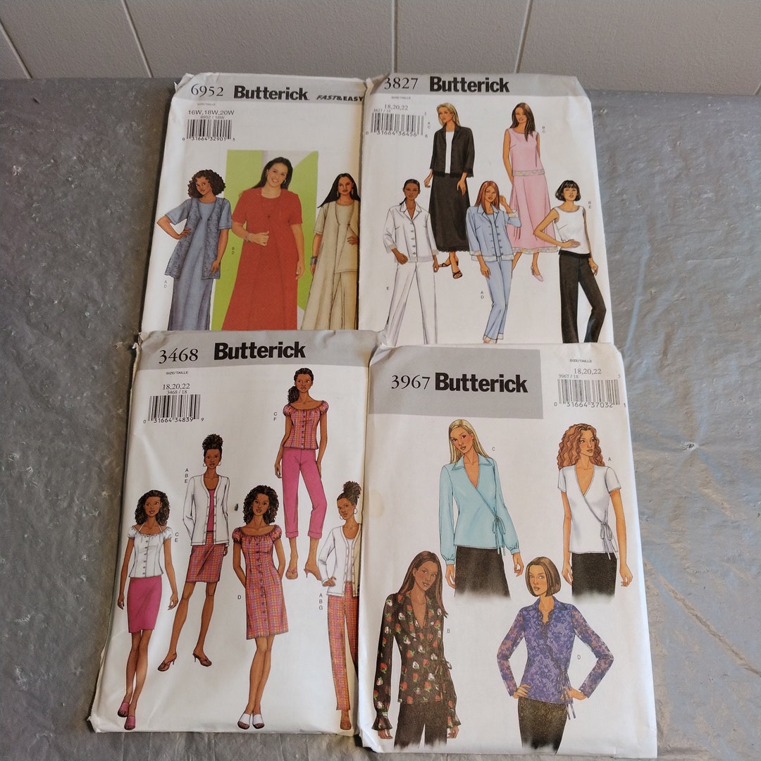 4 Uncut Butterick Patterns 3967 3468 3827 6952 Size 18-22 - Etsy