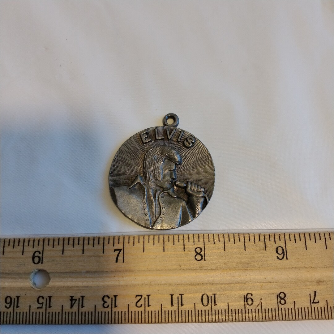 Vintage Elvis Pendant King of Rock Pendant Medallion - Etsy