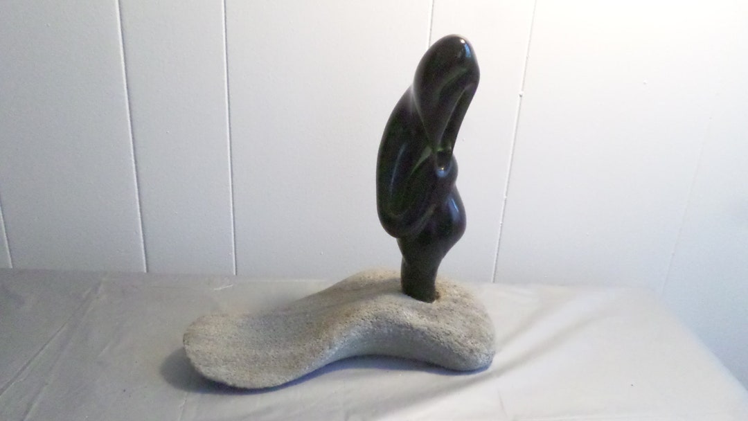 Vintage Art Glass Sculpture, Glass Statue, Art Glass on Stone - Etsy