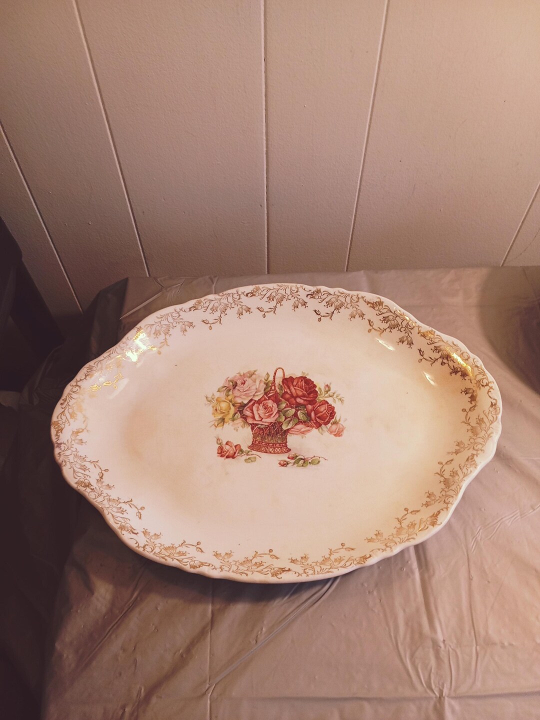 Vintage Homer Laughlin Rose Platter, Flower Bouquet, Read Description ...