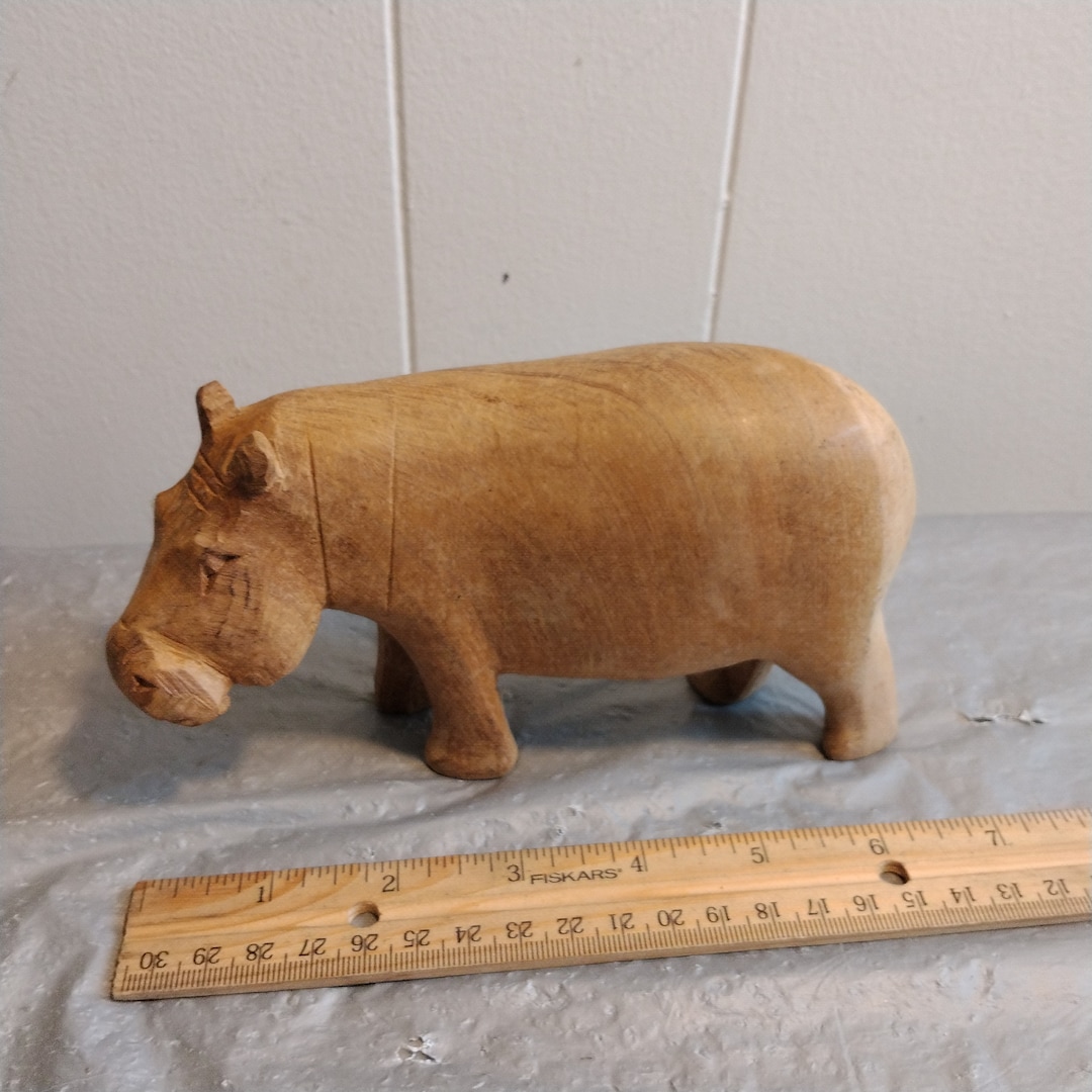 Vintage Wood Carved Hippo Hippopotamus - Etsy