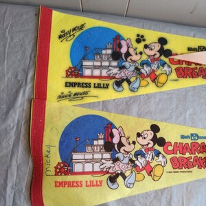 2 Vintage Walt Disney World Mickey Mouse Pennants, Disney Souvenir ...