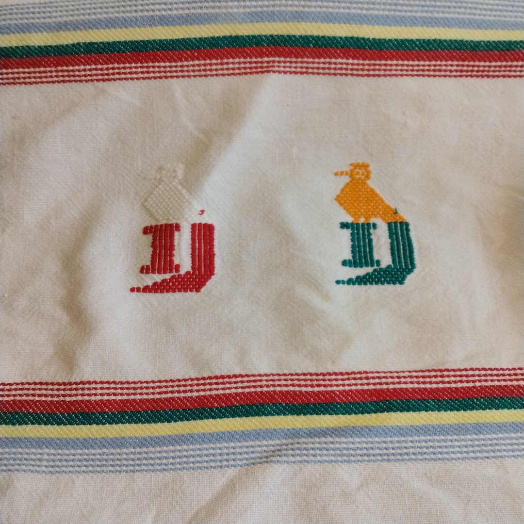 52x108" Vintage Tablecloth Incan Cave Drawing Ancient Embroidered ...