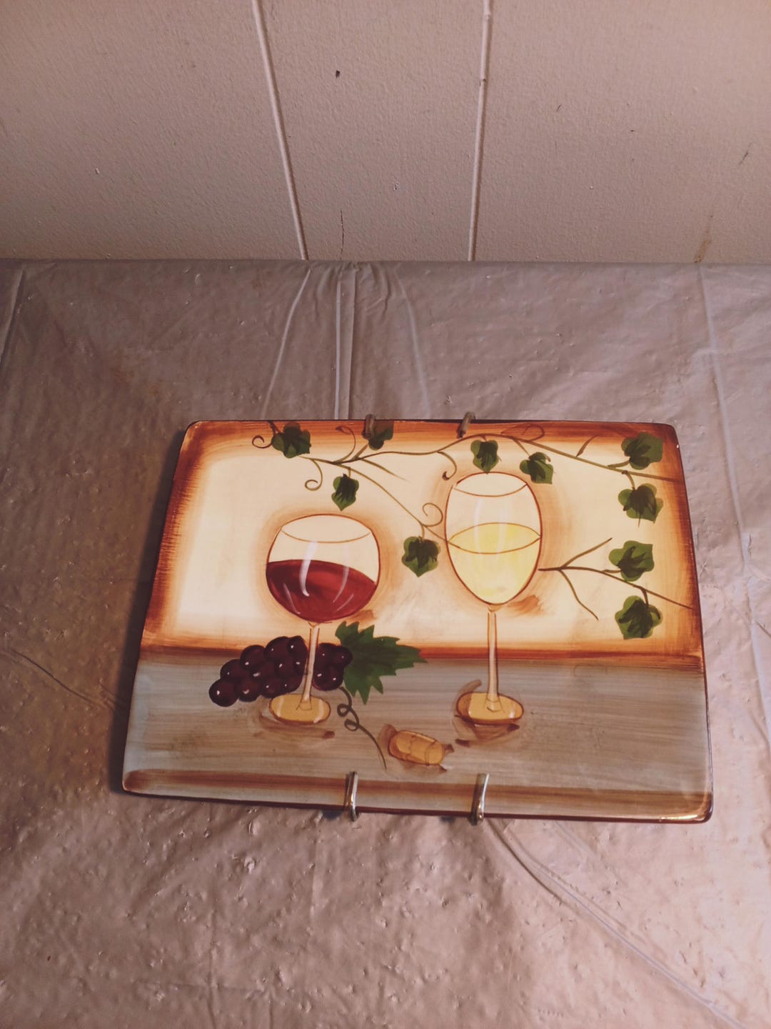 JD Wine & Grape Motif Ceramic Plate, Wall Plaque, Read Description - Etsy