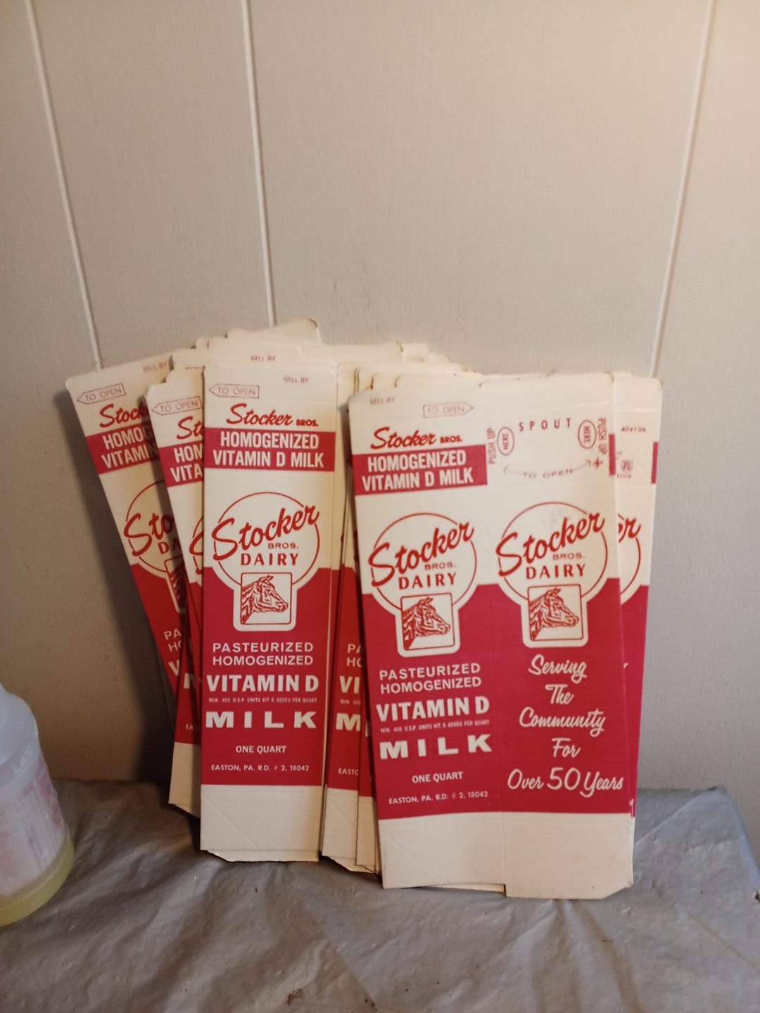 16 Unused Vintage Milk Cartons, Stocker Bros Dairy Easton PA One Quart ...