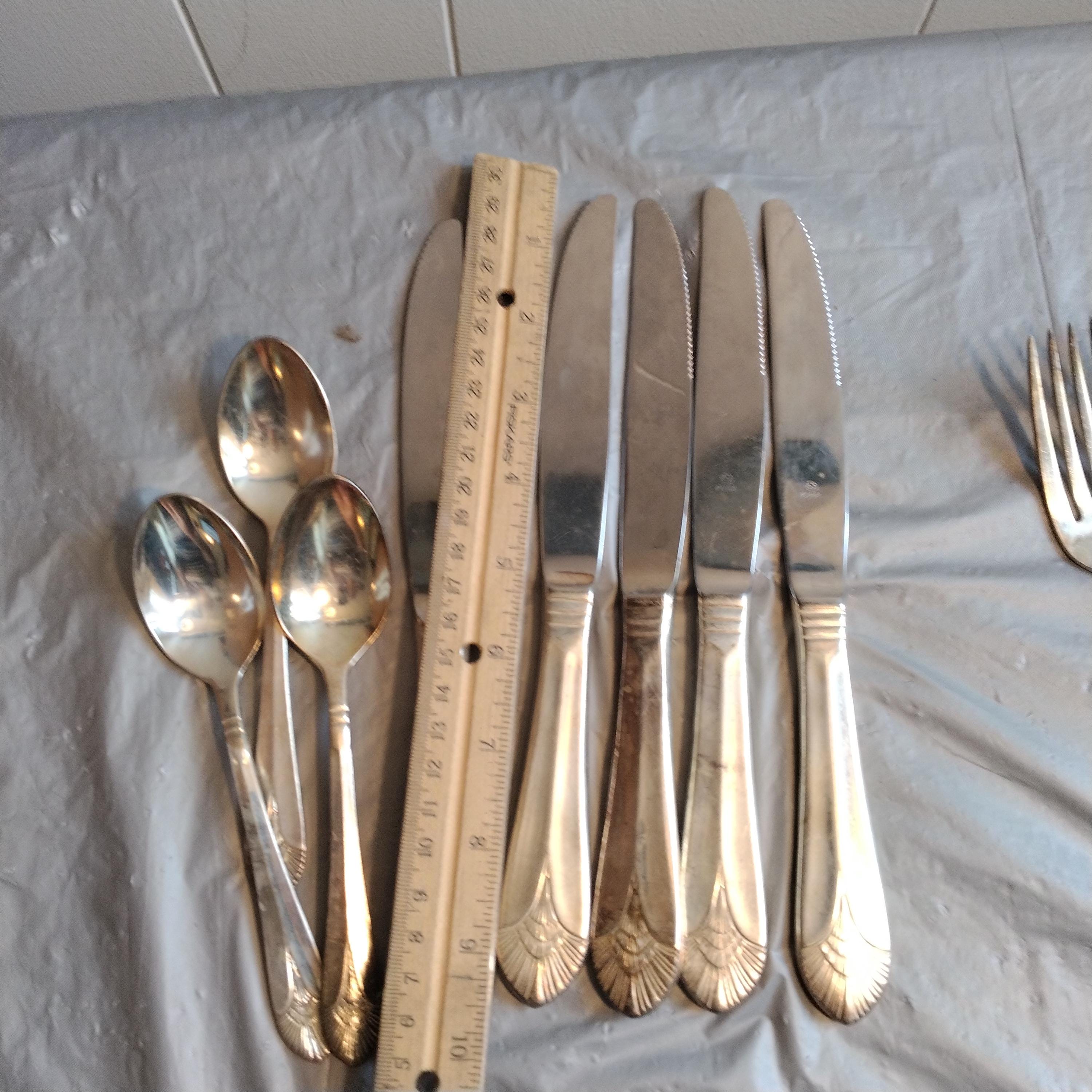16pc Vintage Art Deco Plated Silverware Set, Fan Design - Etsy