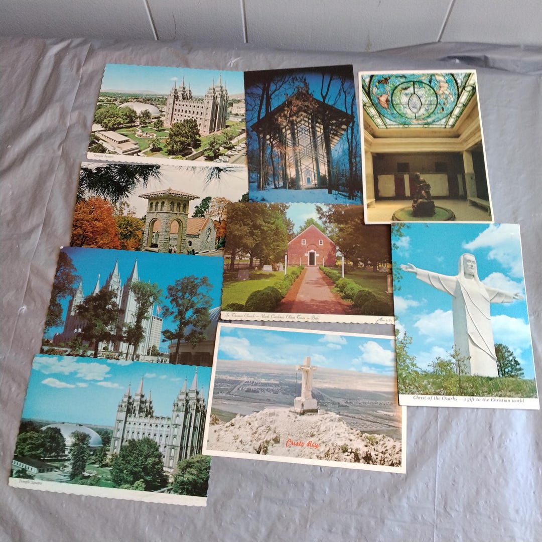 10 Vintage Religious Postcards, Temple Christ of the Ozarks Postcards ...