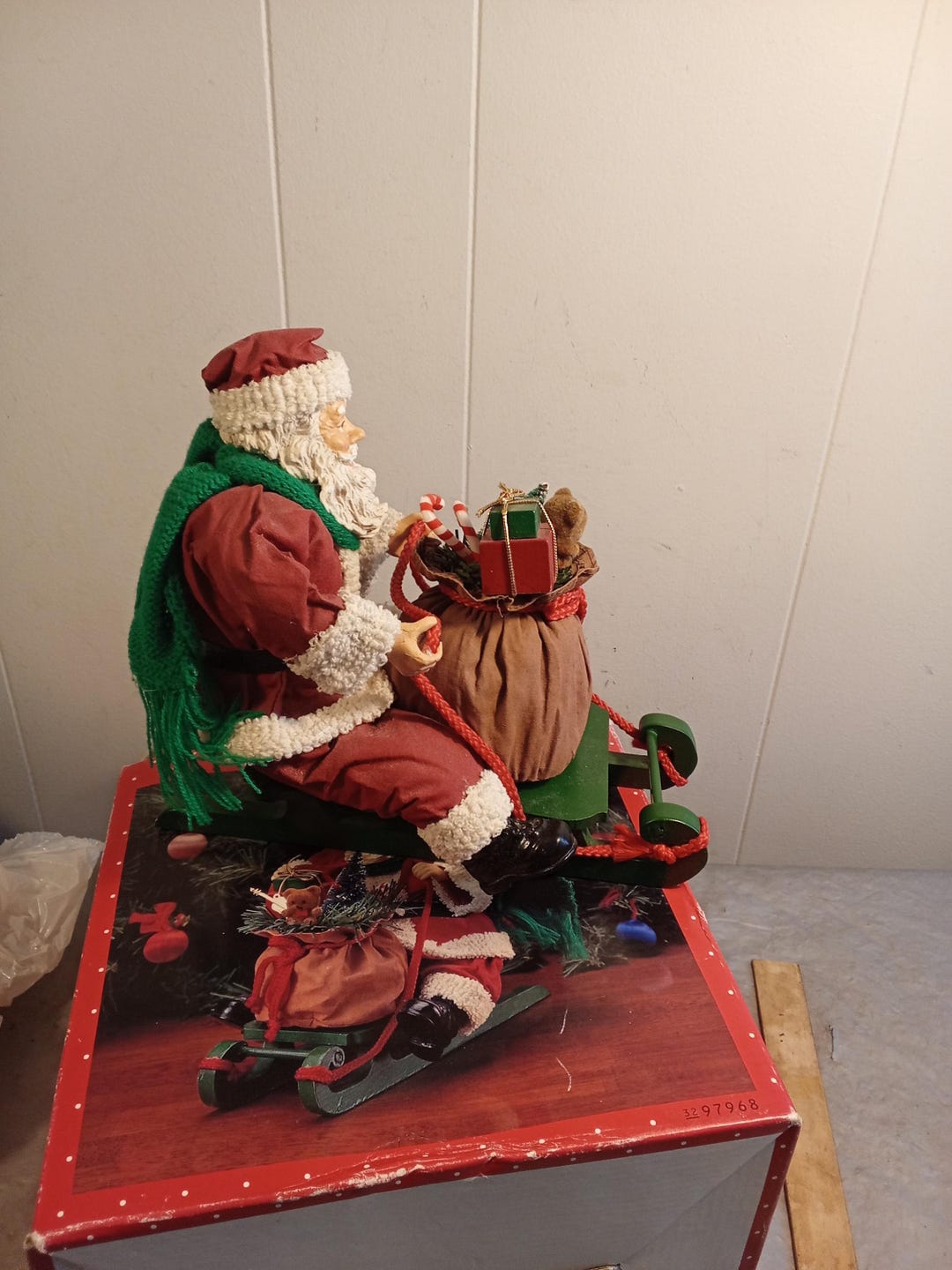 Vintage Sears Mache Santa on Sled - Etsy
