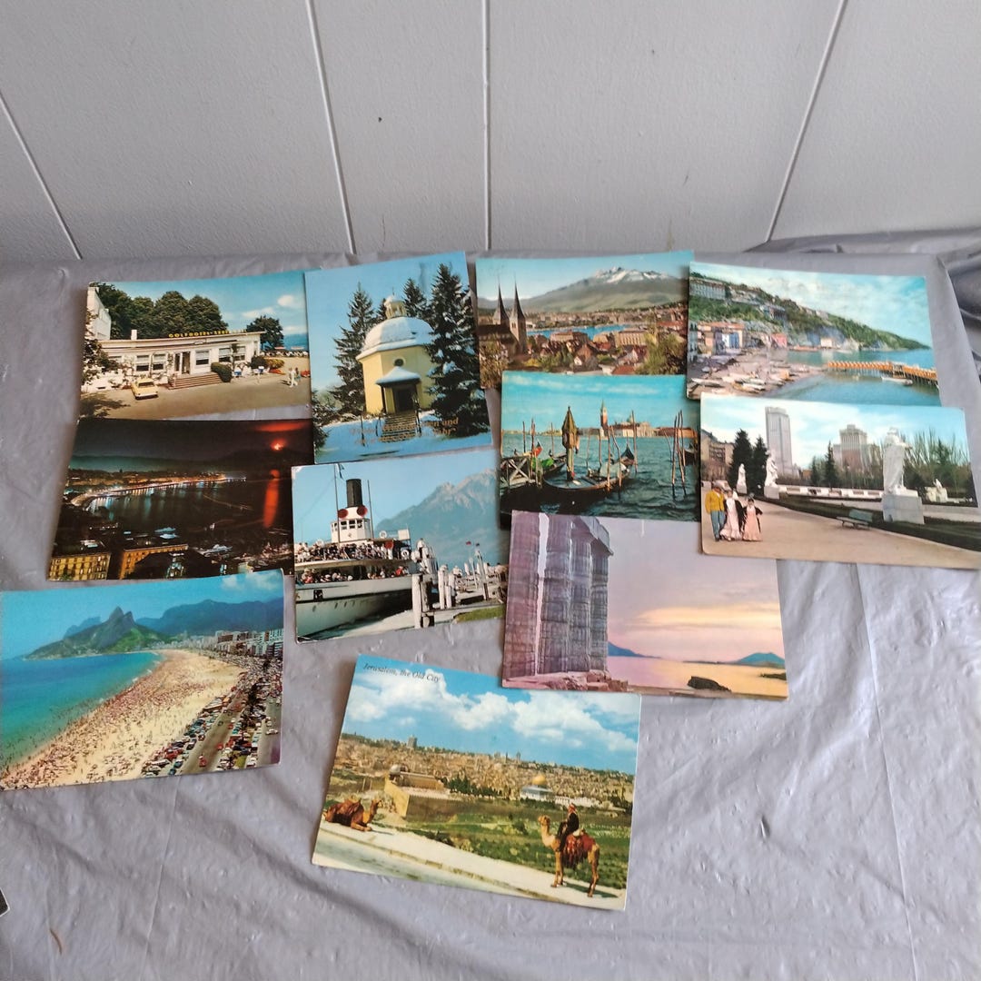 14 Vintage 60s 70sforeign Postcards, Jerusalem, Curacao, Monte Carlo ...