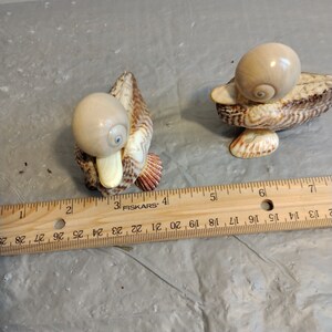 2 Seashell Duck Figurines, Ducks Made From Seashells, Beach Nautical ...