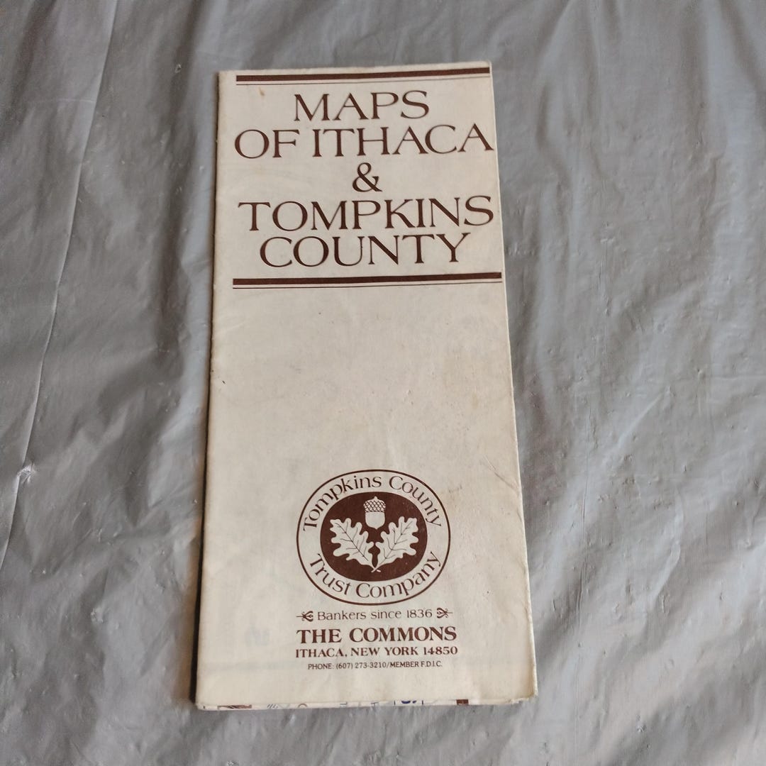 Vintage Map of Ithaca and Tompkins County NY Fold Out Travel Map, Look ...