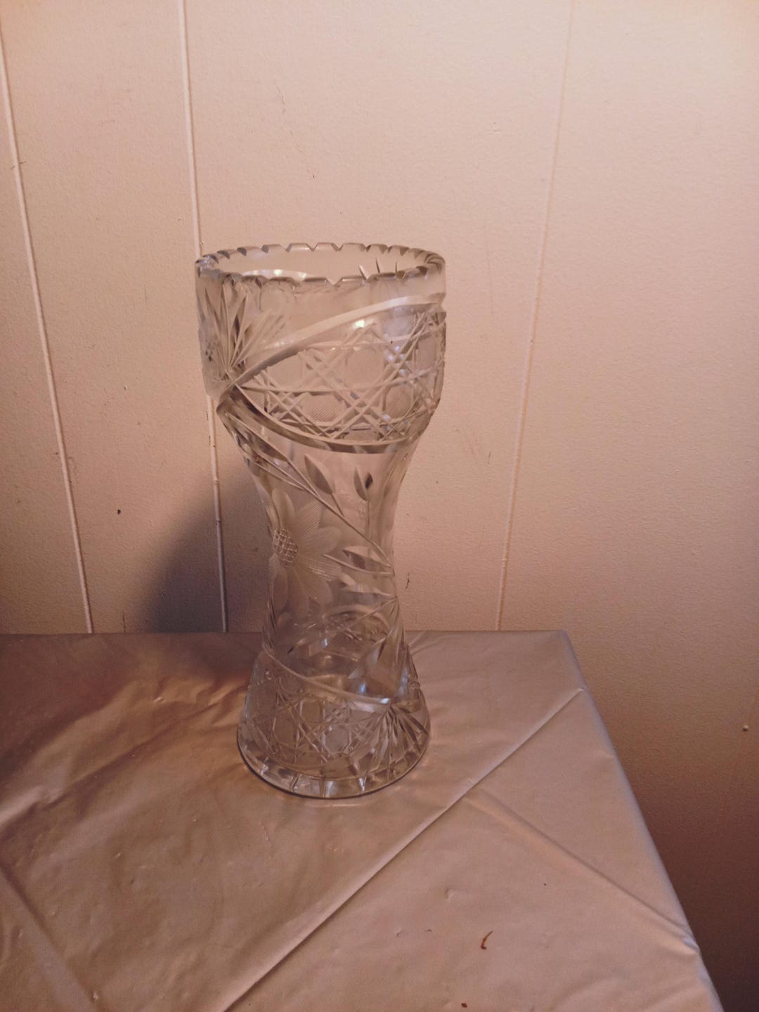 Vintage Corset Crystal Glass Vase Floral Design, Read Description - Etsy