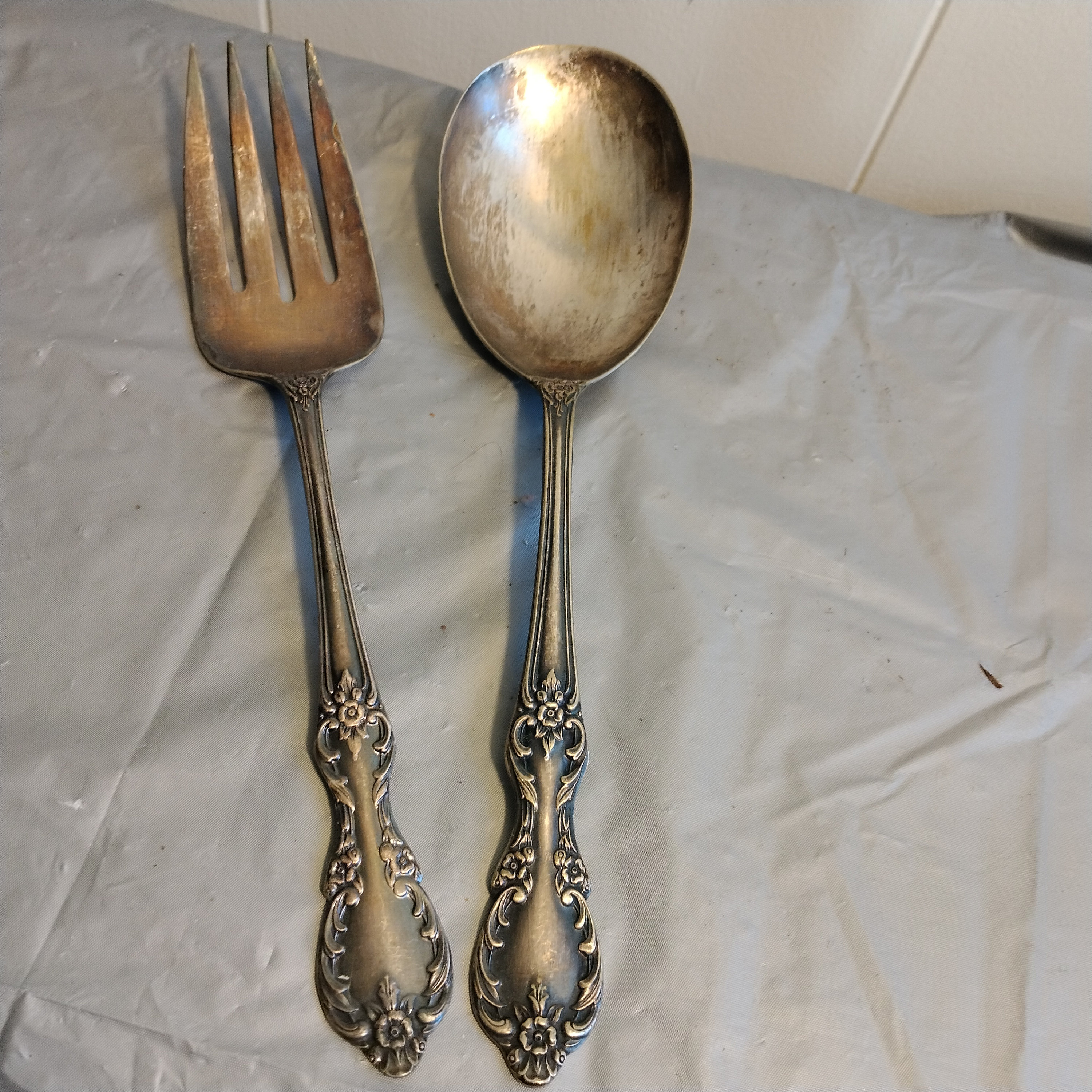 2pc Vintage Wm Rogers Mfg Co Extra Plate Serving Utensils Spoon & Fork ...