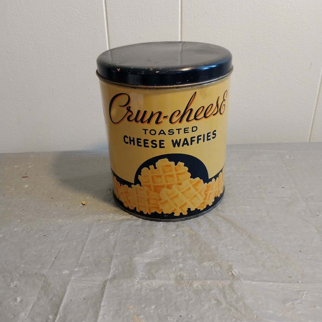 Vintage Crun-cheese Toasted Cheese Waffies Tin, Vintage Advertising Tin ...
