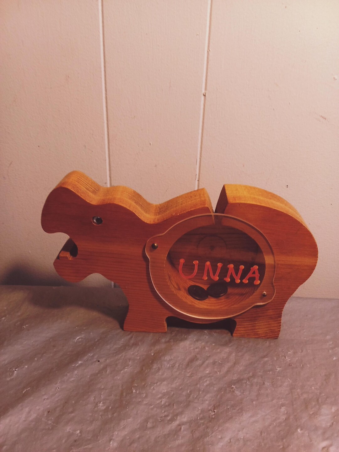 Wood Carved Hippo Piggy Bank, Hippopotamus - Etsy