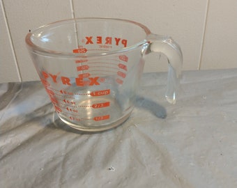 Vintage Pyrex 1 Cup Open Handle Measuring Cup 508 Metric Red Print - Etsy