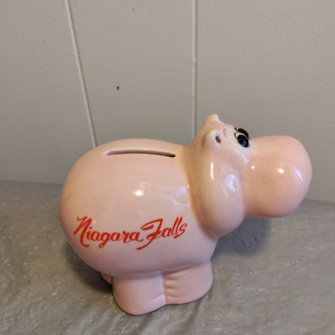 Vintage Niagara Falls Pink Hippo Piggy Bank, Hippopotamus - Etsy