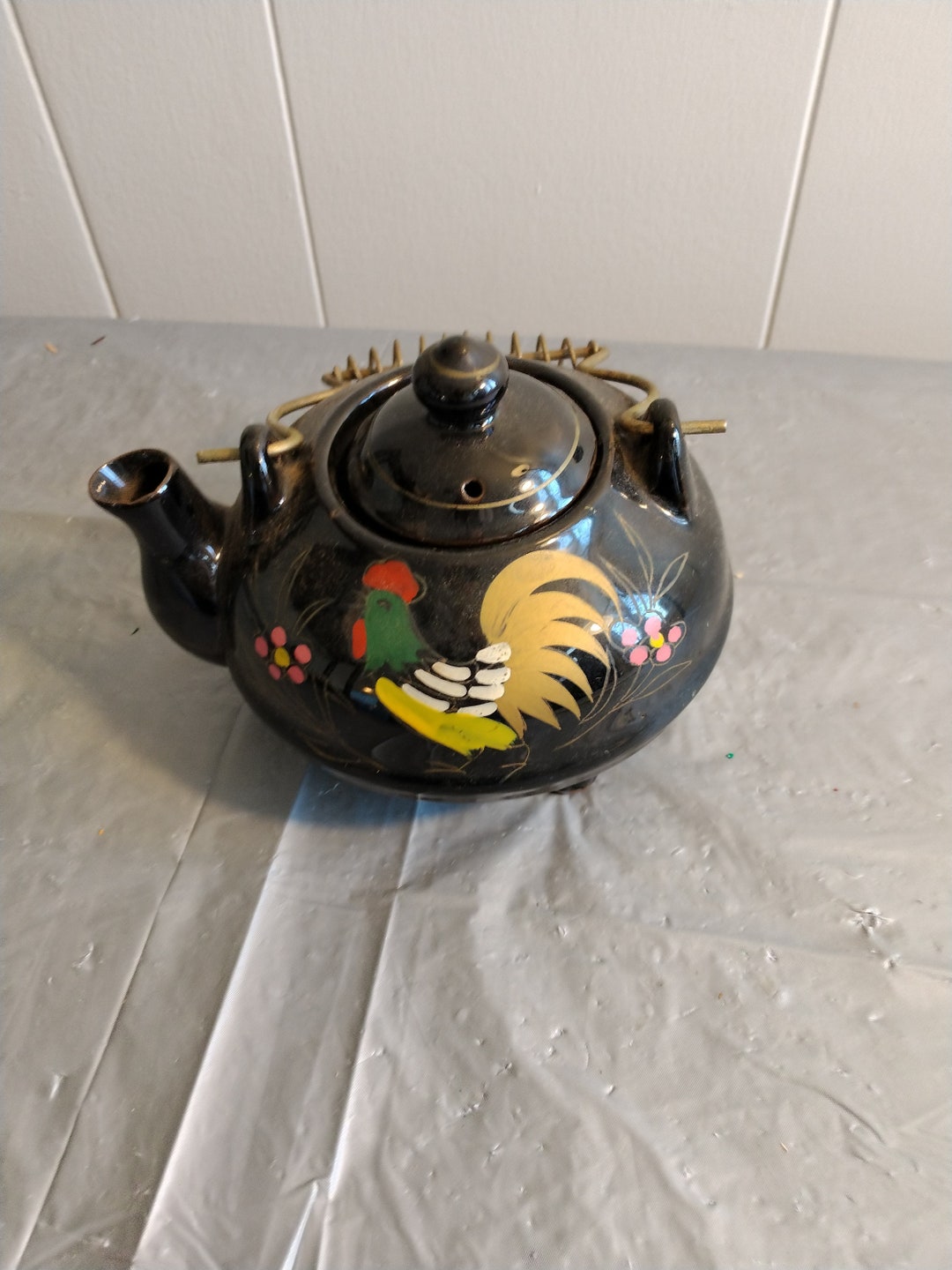Vintage Red Clay Japan Rooster Teapot - Etsy