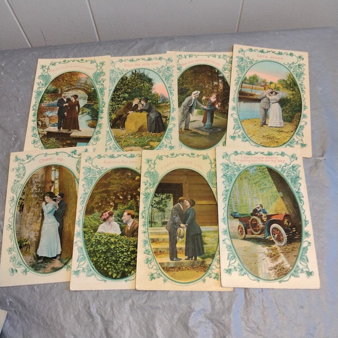 9 Vintage Antique Postcards, Bamforth, Romance & Love Postcards ...