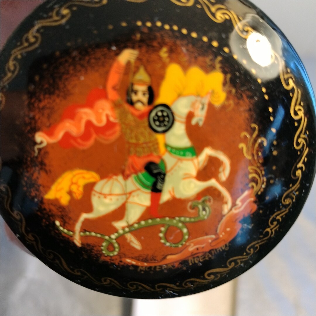 Vintage Russian Lacquer Brooch Knight on Horse - Etsy