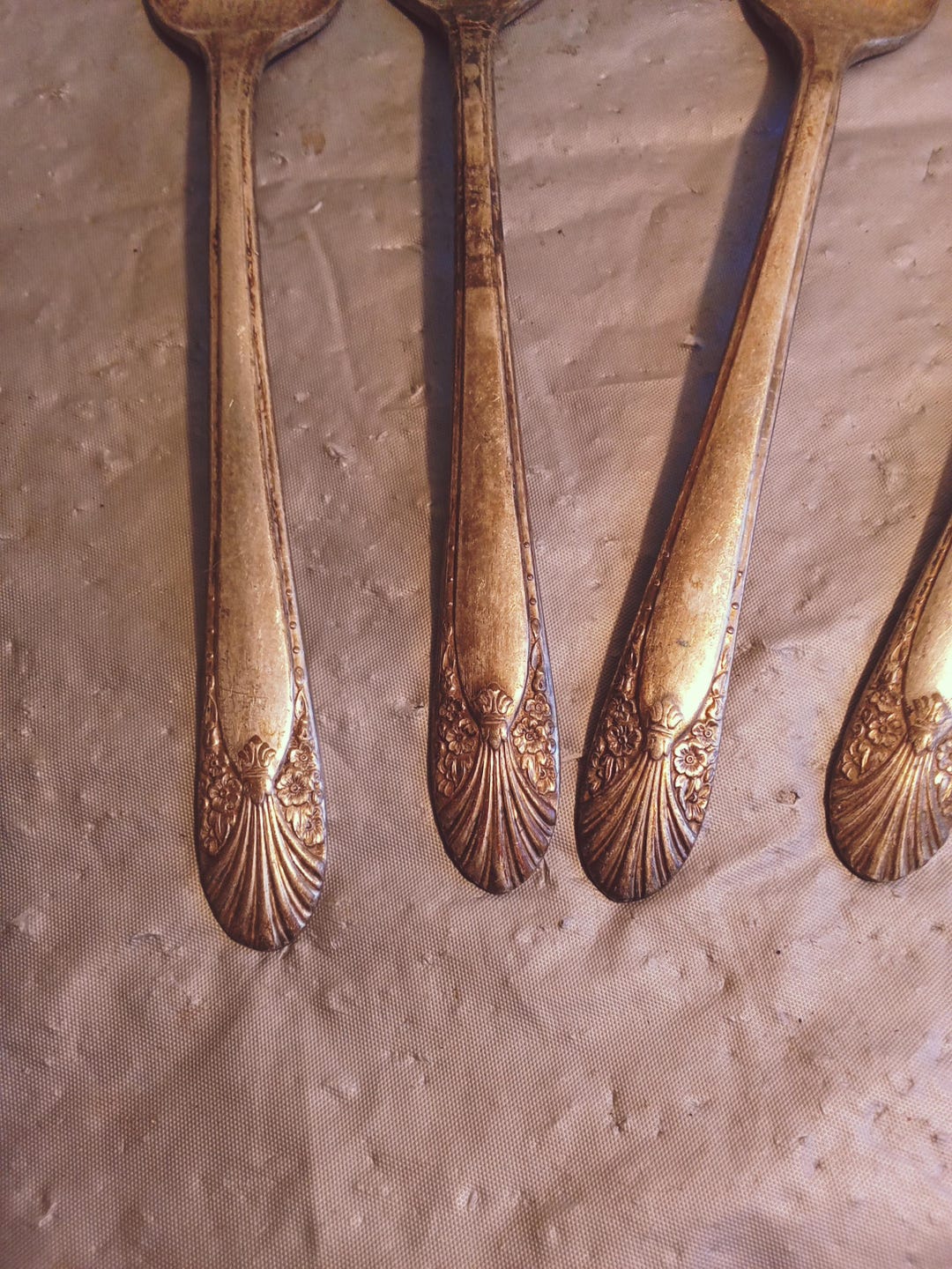 4 Crown Silverplate Salad Forks, Art Deco Pattern - Etsy