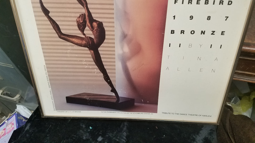 1987 Signed Framed Print Tina Allen Sculptor Firebird 1987 Bronze ...