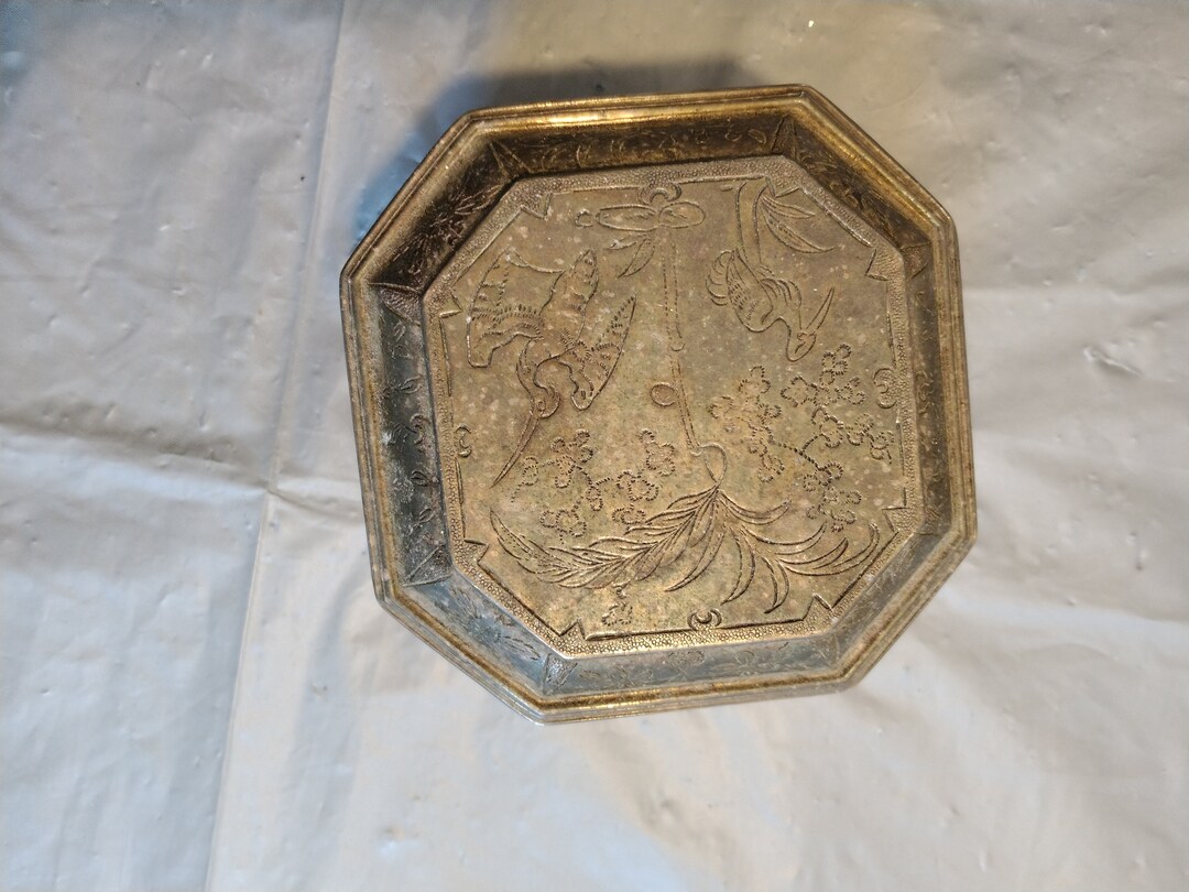 1984 MMA Silver Plate Trinket Box With Bird Floral Scene - Etsy