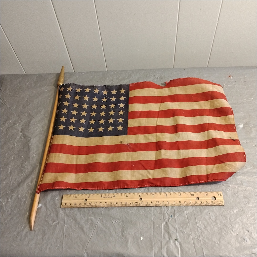 16.5x 11 Vintage 48 Star Flag on a Stick - Etsy