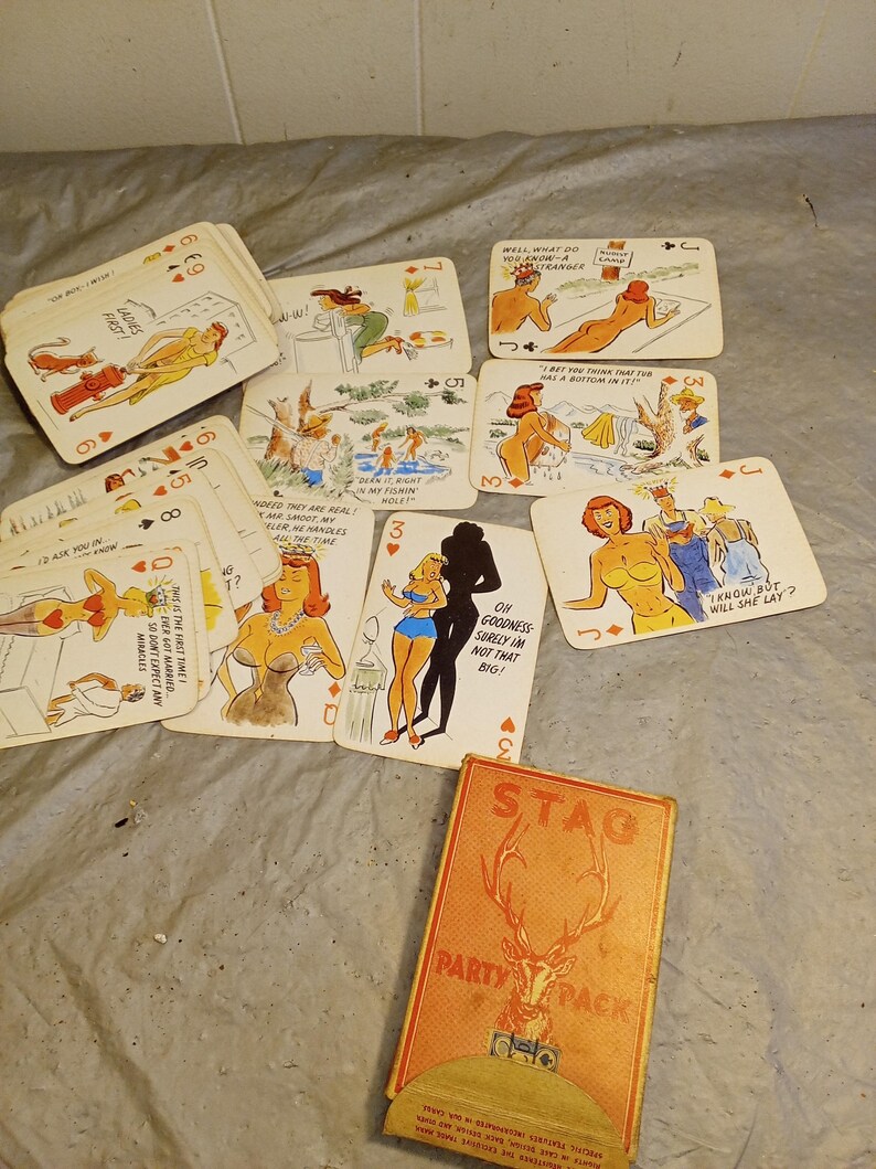 Vintage Stag Party Card Deck, Risque Cards - Etsy