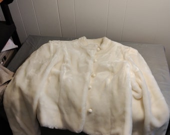 SAGA Arctic FOX Fur Coat, Real Vintage Shadow Fox Bolero Jacket, White ...